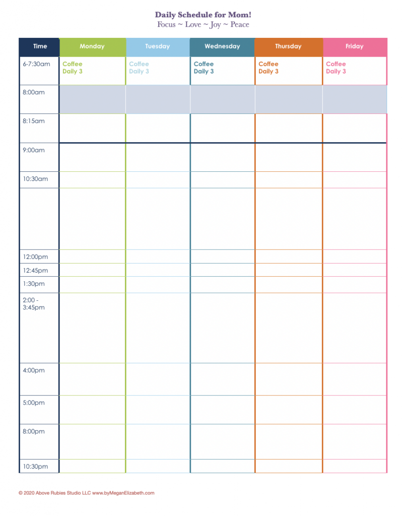 Daily-Work-from-Home-Schedule-Template - by Megan Elizabeth