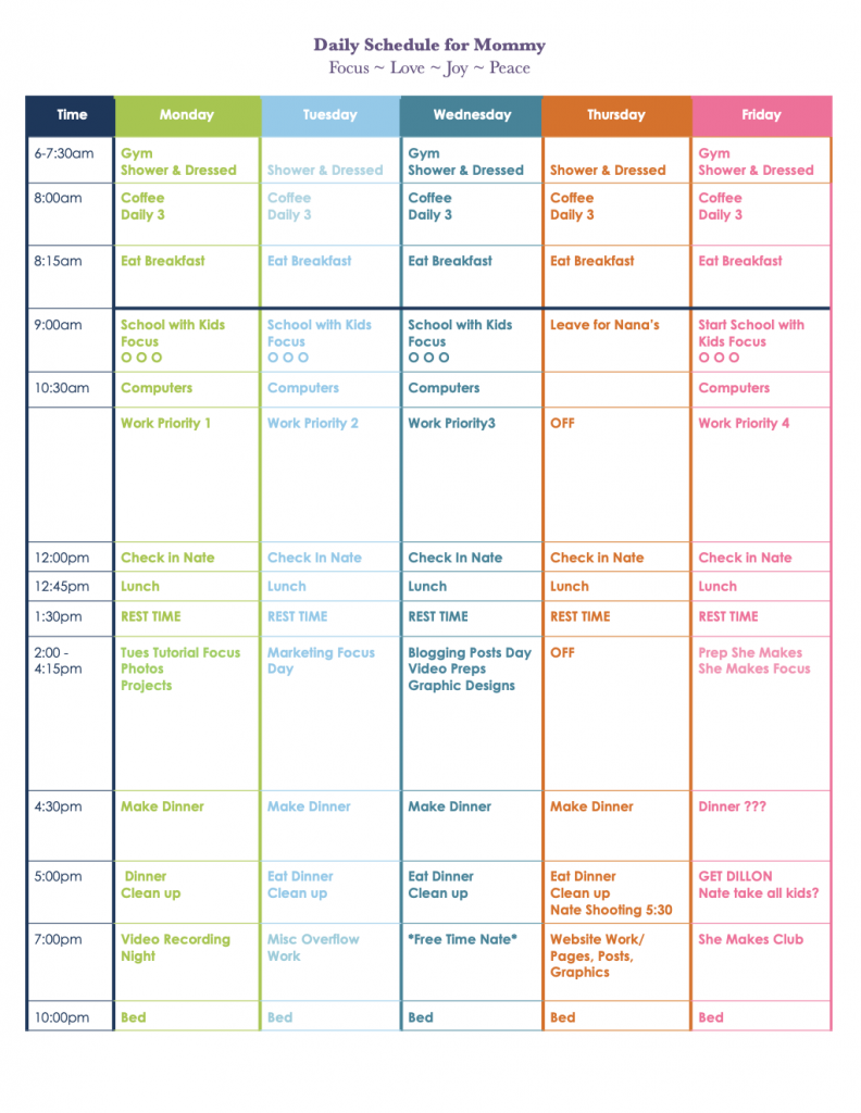Daily-Work-from-Home-Schedule-Template - by Megan Elizabeth